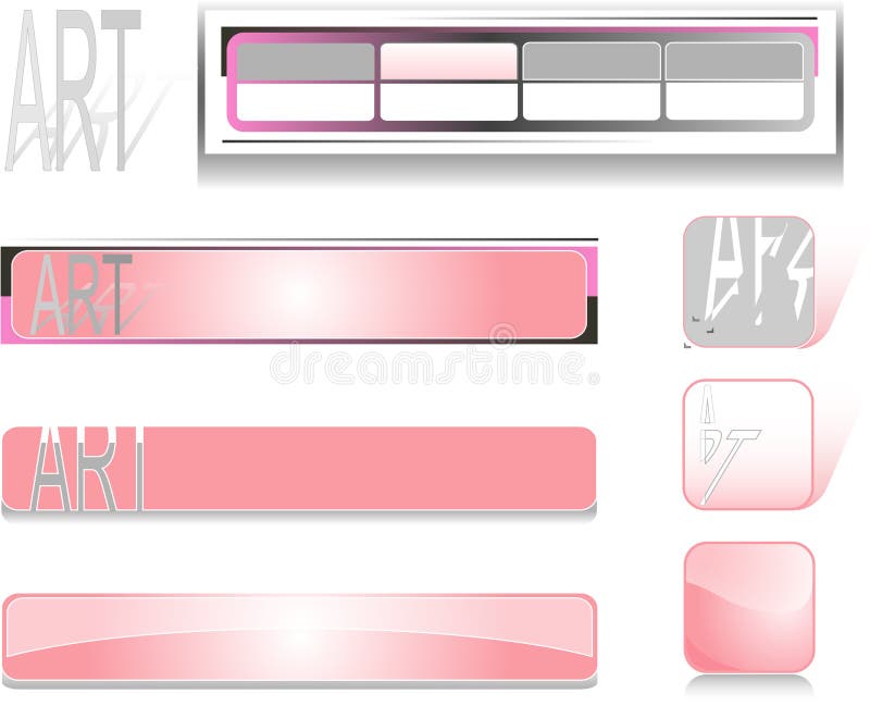 Collection of Buttons in Pink Stock Vector - Illustration of play ...