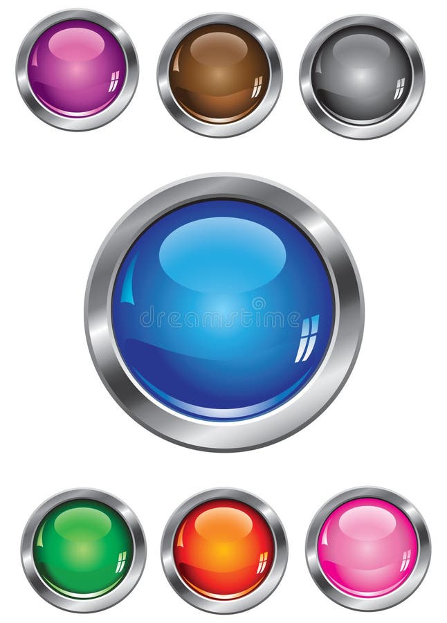 Collection of Buttons in Various Colors Stock Vector - Illustration of ...
