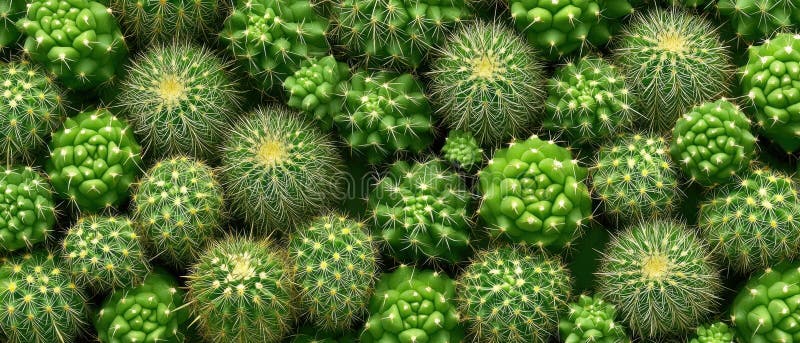 A Collection of Cacti in Various Shapes and Sizes, with Spines and a ...