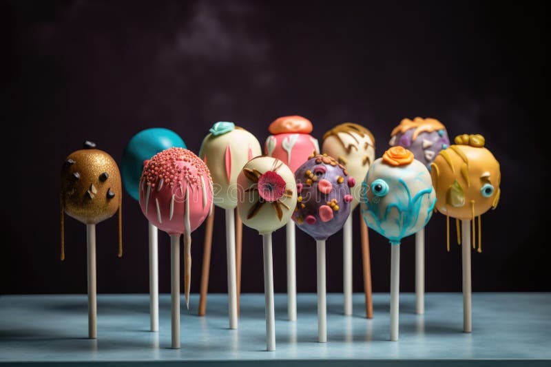 Collection of Cake Pops Ready for a Birthday Party, Each One with ...