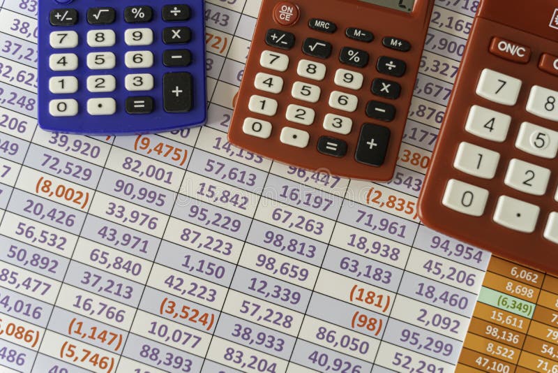 Collection of Calculators on a Spreadsheet Background - Financial ...