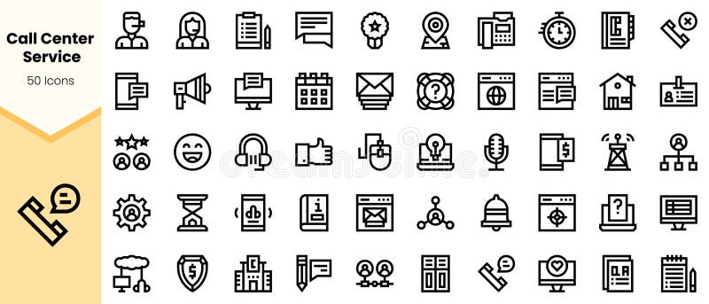 A Collection of Call Center Service Icons, Showcasing Various Elements ...