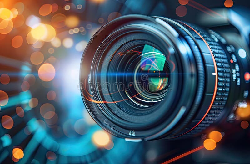 A Collection of Camera Lenses Placed on a Wooden Table Stock Photo ...