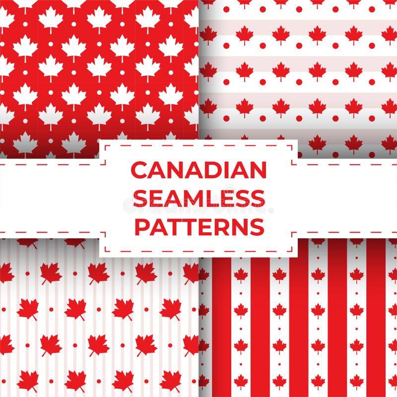 Collection of Canadian Seamless Pattern. Decorative Backgrounds. Vector ...