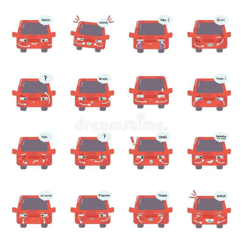 Car emoticon set stock vector. Illustration of collection - 276041237