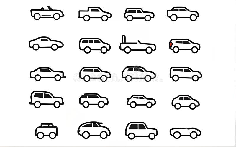 Collection of car icons stock illustration. Illustration of collection ...