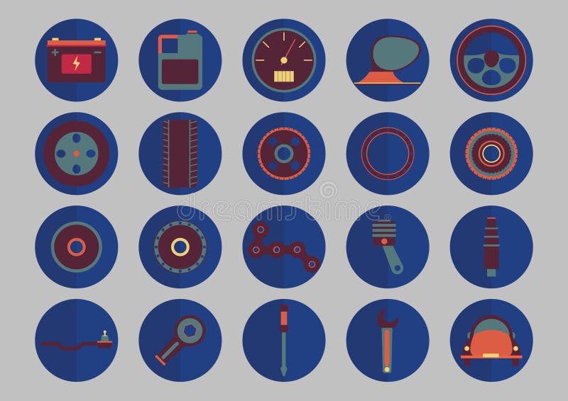 Collection of Car Related Objects. Vector Illustration Decorative ...