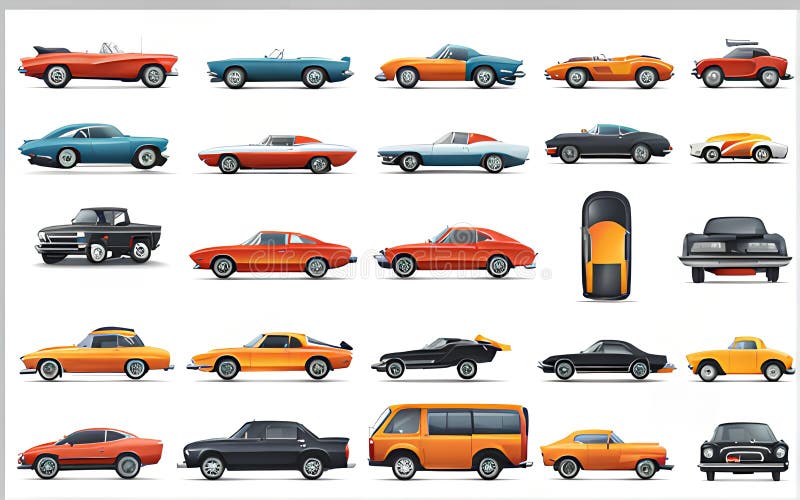 Collection of car icons stock illustration. Illustration of text ...