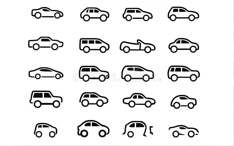Collection of car icons stock illustration. Illustration of wing ...