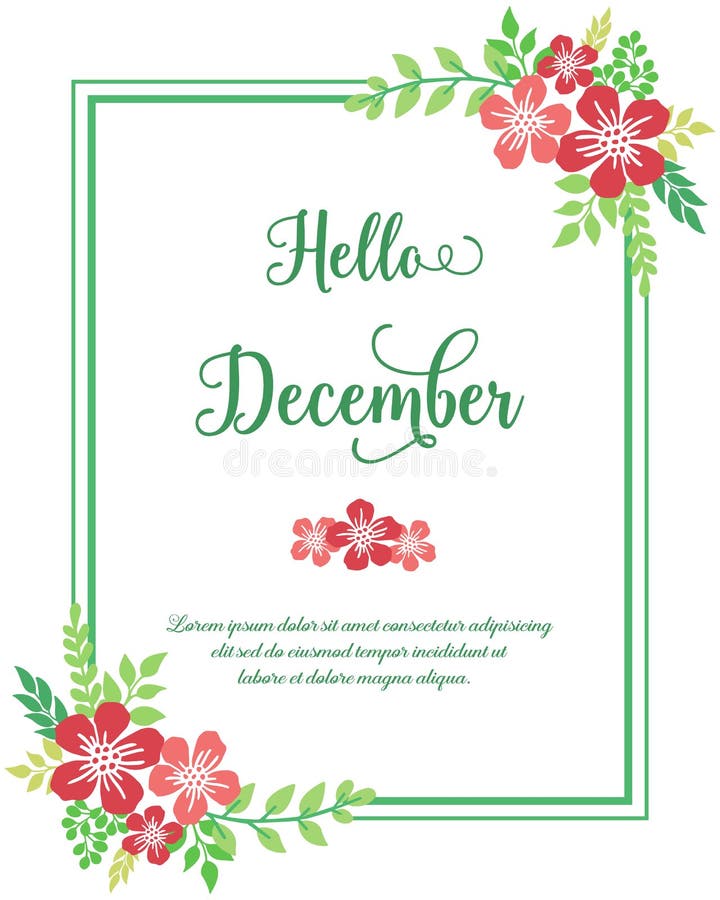 Collection of Card Hello December, with Ornament Art of Red Wreath ...