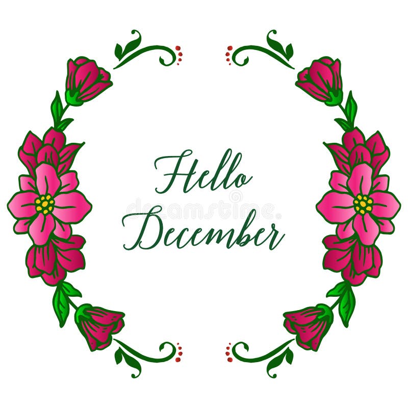Collection of Card Hello December, with Ornate of Pink Wreath Frame ...