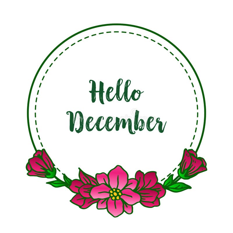 Collection of Card Hello December, with Ornate of Pink Wreath Frame ...