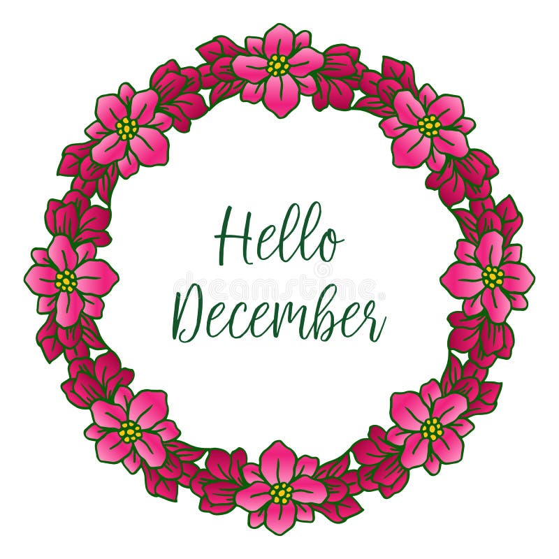 Collection of Card Hello December, with Ornate of Pink Wreath Frame ...