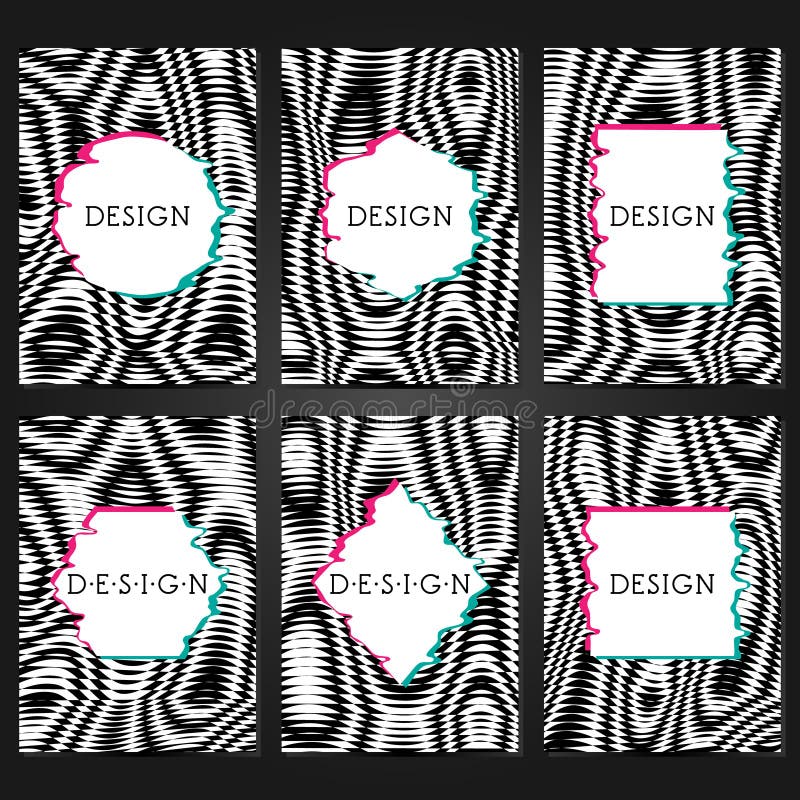 Collection of 6 Card Templates with Glitch Effect and Frame for Text ...