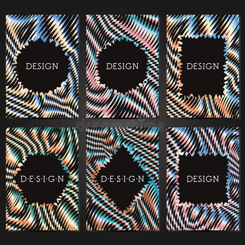 Collection of 6 Card Templates with Glitch Effect and Frame for Text ...