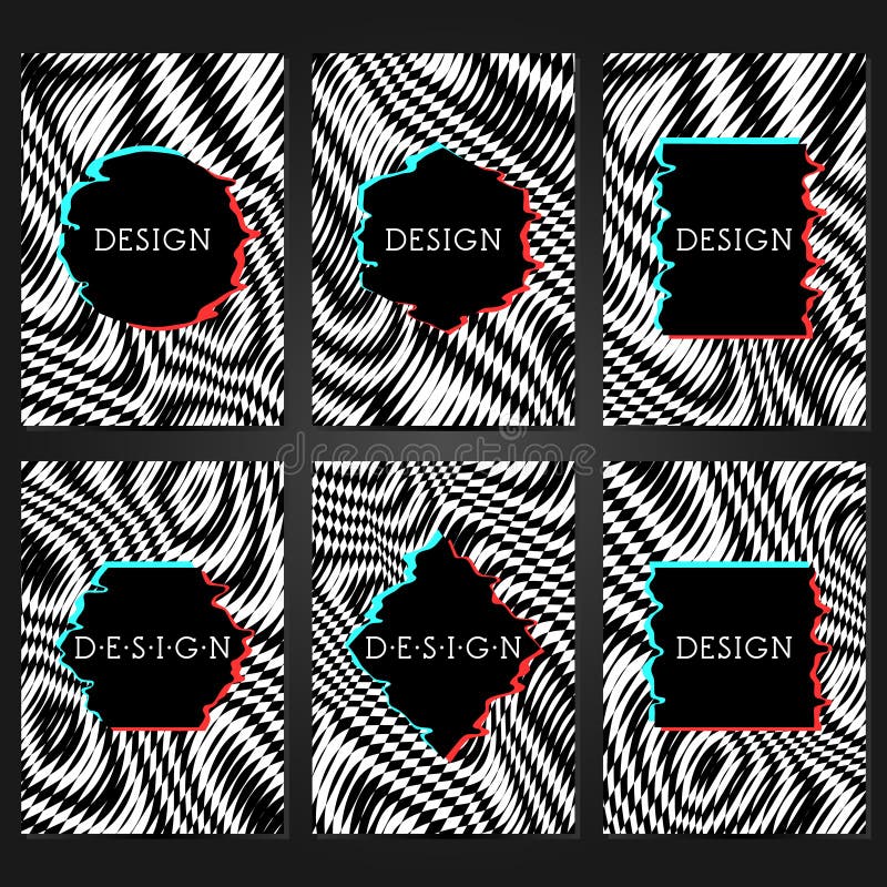 Collection of 6 Card Templates with Glitch Effect and Frame for Text ...