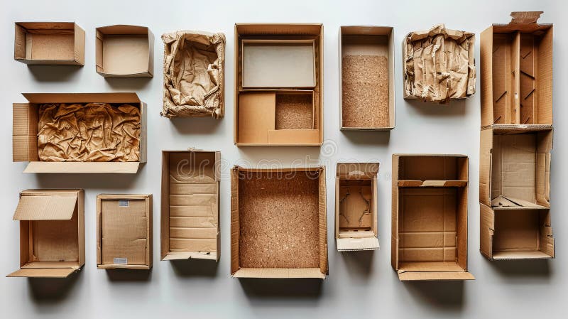 Collection of Cardboard Boxes with Some of Them Open and Others Closed ...