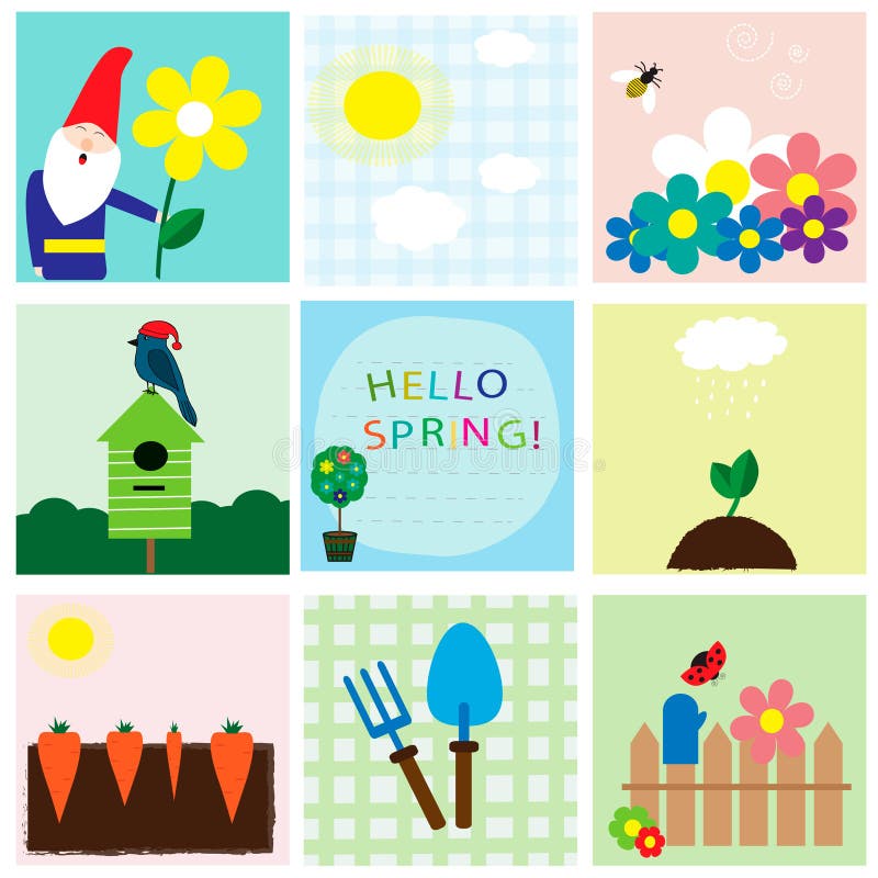 Collection Cards about Spring Time. Stock Vector - Illustration of ...