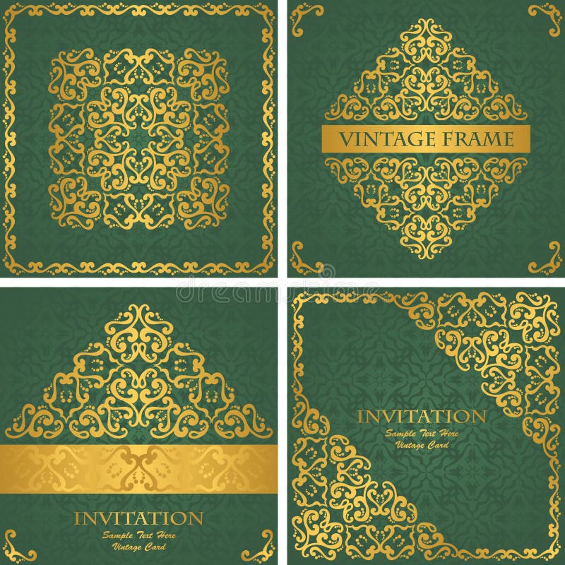 Collection of Cards with Vintage Patterns Stock Vector - Illustration ...