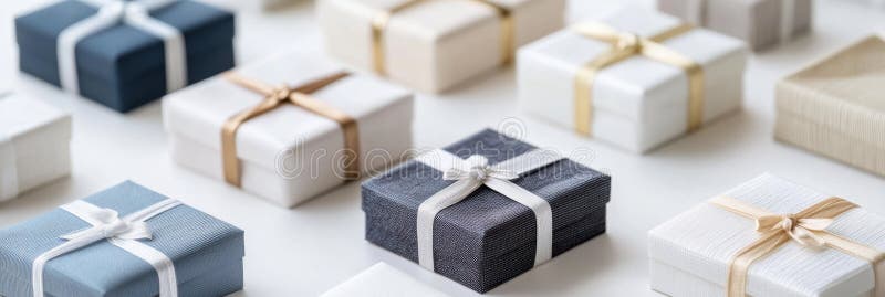 A Collection of Carefully Styled Geometric Gift Boxes in Various Colors ...