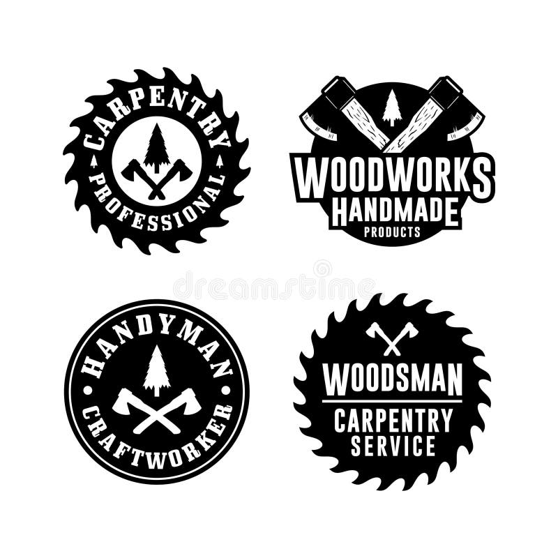 Collection of Carpenter Work Design Stamp Collection Stock Vector ...