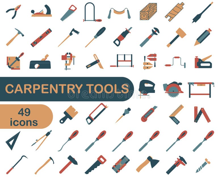 Collection of Carpentry Tools Icons. Tool for Carpentry Workshop ...