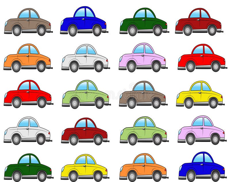 Colorful cartoon car set stock illustration. Illustration of emblem ...