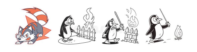 Cartoon Animals Fighting Fire Illustrations Collection Art Stock Vector ...