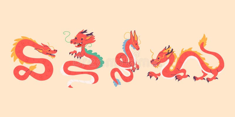 Collection of Cartoon Character Chinese Dragon Stock Illustration ...