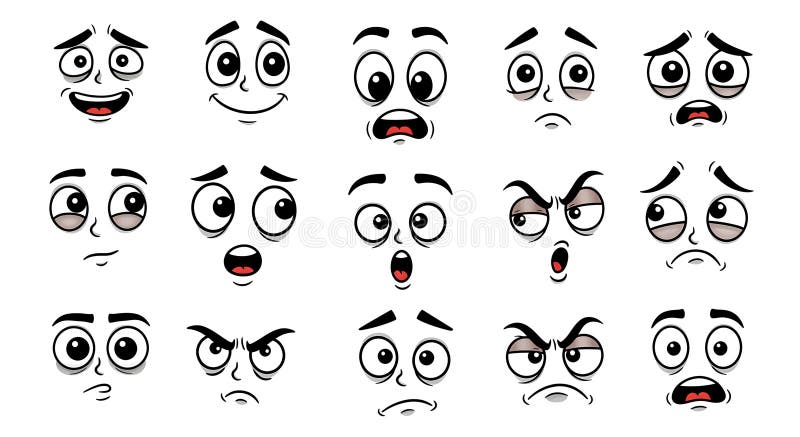 A Collection of Cartoon Faces Displaying Various Emotions. Each Face ...