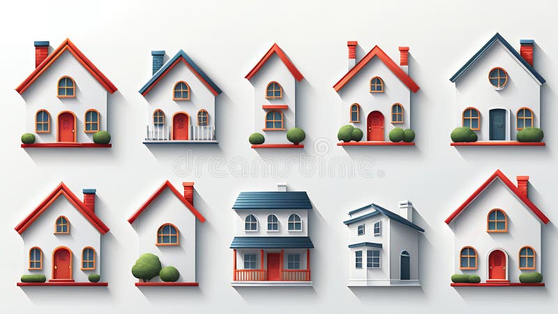 A Collection of Cartoon Houses with Different Architectural Styles ...