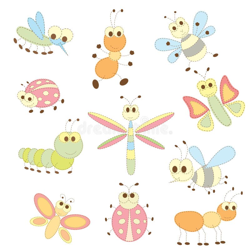Collection of Cartoon Insects Stock Vector - Illustration of collection ...