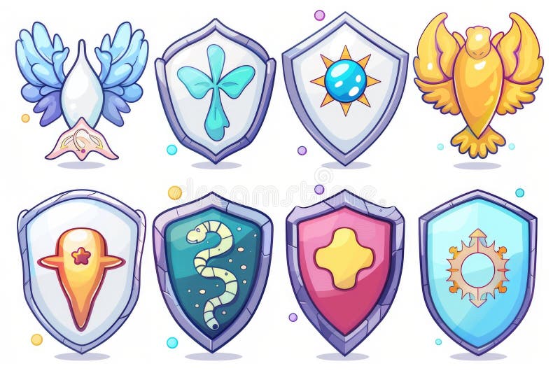 Collection of Cartoon Shields for Various Designs and Projects. Ideal ...