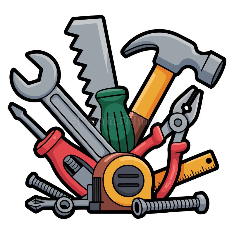 A Collection of Cartoon Style Hand Tools and Hardware for Diy Projects ...