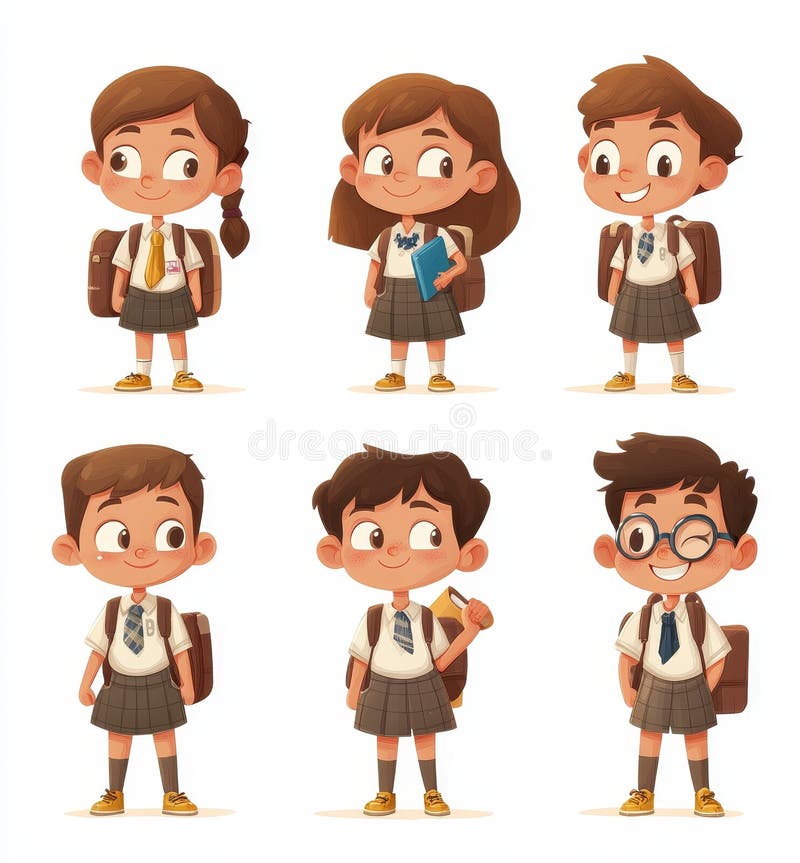 Collection of Cartoons Featuring Happy Kids Stock Illustration ...