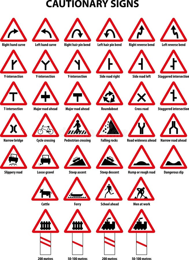 Cautionary traffic signs stock illustration. Illustration of pedestrian ...