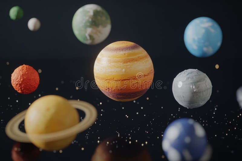 A Collection of Celestial Bodies Orbiting Each Other in Space Stock ...