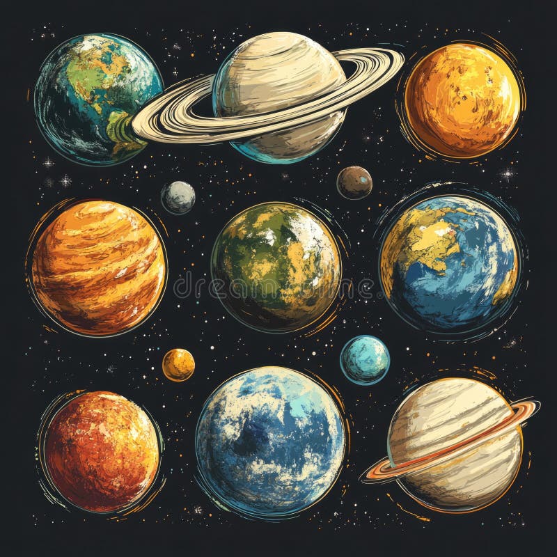 A Collection of Celestial Bodies Visible in the Evening Starry Sky ...