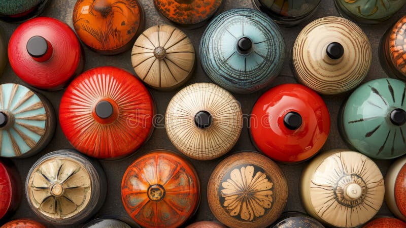 Collection of Ceramic Dome-Shaped Covers with Varied Patterns and ...