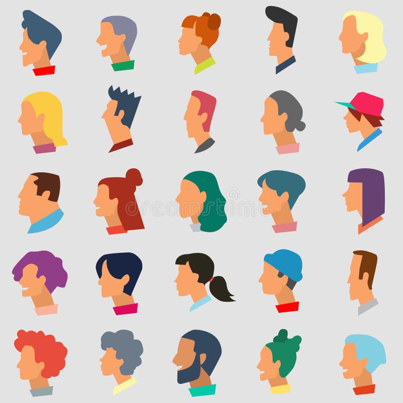 Collection of Characters Icons in Flat Design Style. Stock Vector ...