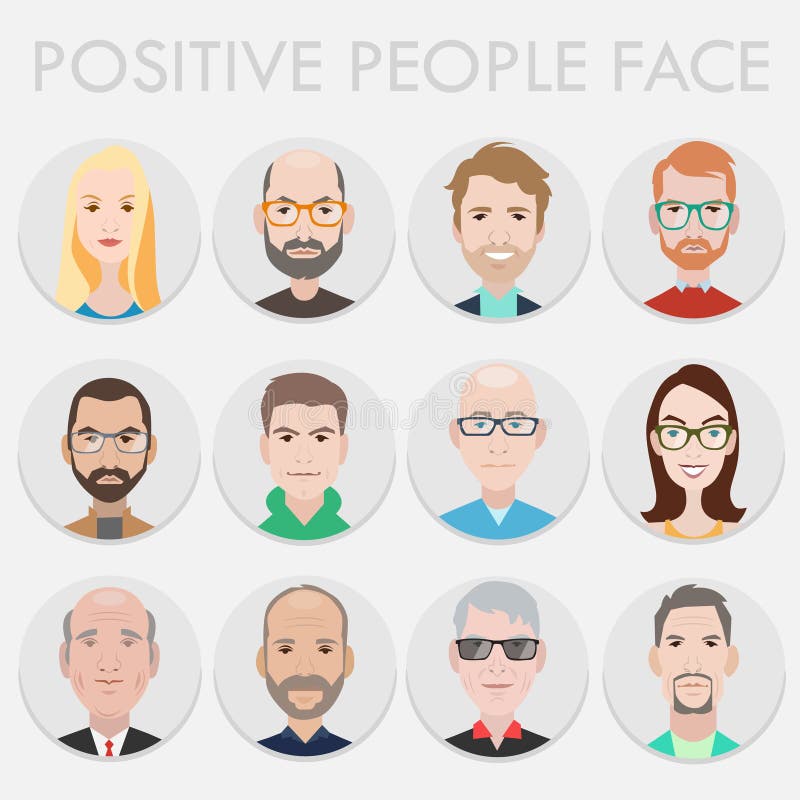 Collection of Characters Icons in Flat Design Style. Stock Vector ...