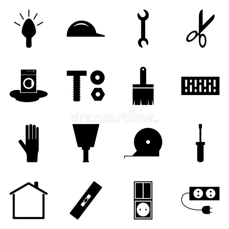 A Collection of Characters Repair. Vector Signs. Set of Icons ...