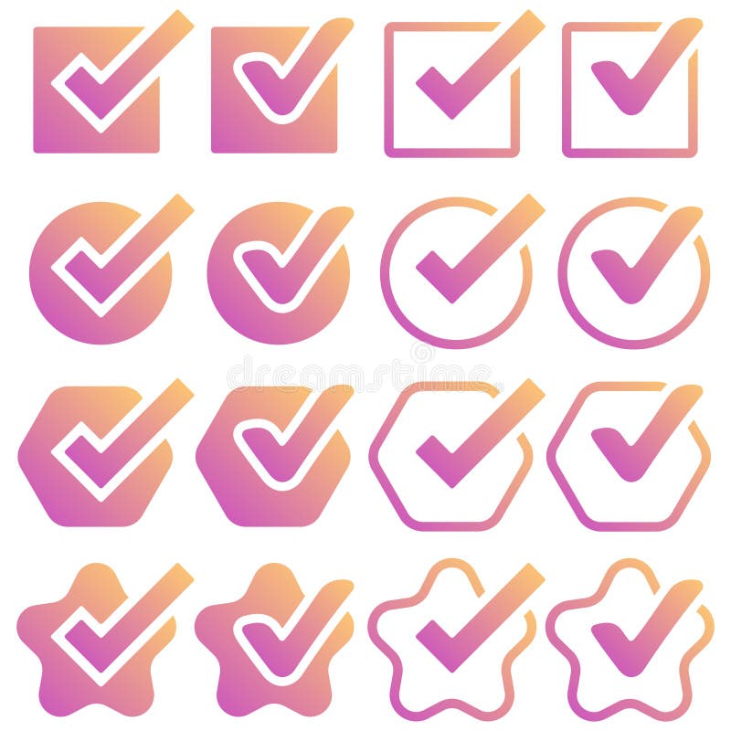 Collection of Checkmark Buttons in Two Variants Stock Illustration ...