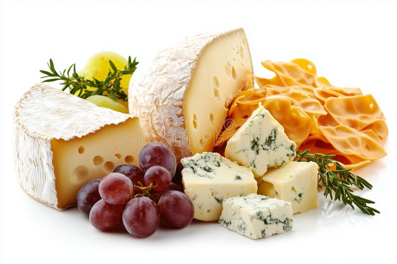 Collection of Cheese Pieces on White Stock Illustration - Illustration ...