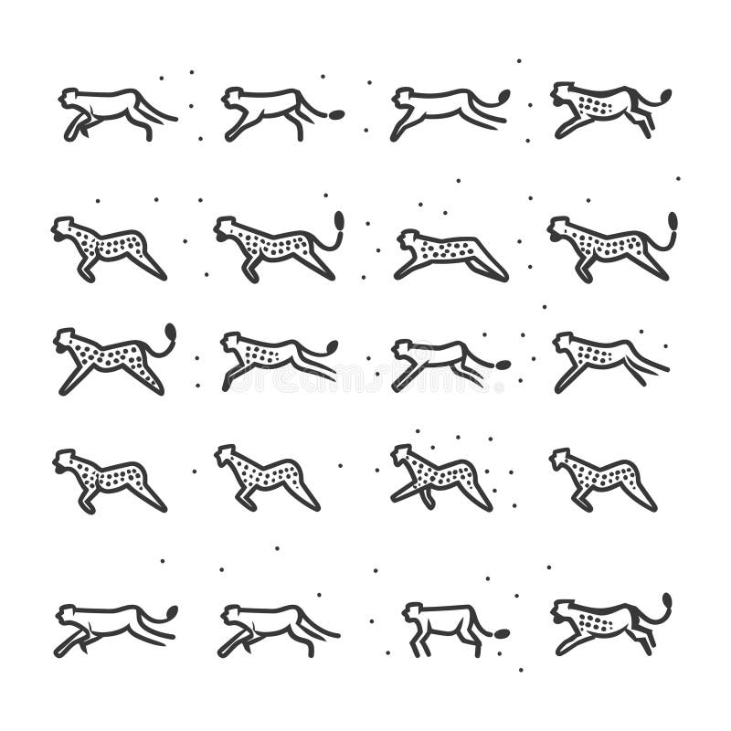 Cheetah Poses Vector Stock Illustrations – 150 Cheetah Poses Vector ...