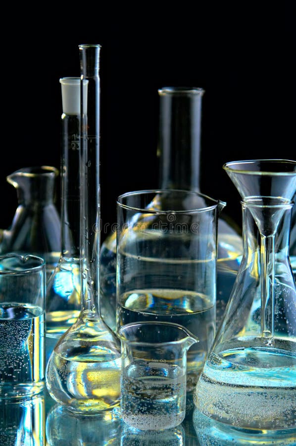 Glass Bottle,flasks and Beakers Stock Image - Image of flask, research ...