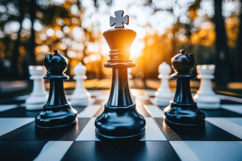 A Collection of Chess Pieces Arranged on a Wooden Chess Board, Ready ...