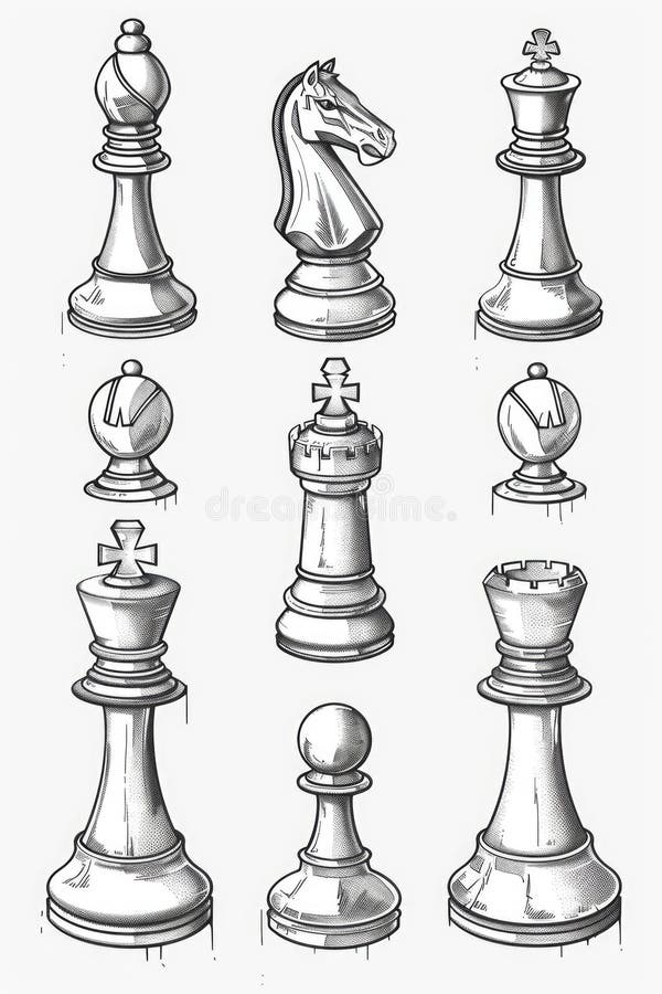 A Collection of Chess Pieces Set Up in Different Configurations Stock ...