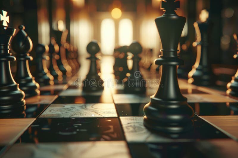 A Collection of Chess Pieces Sitting on a Traditional Chess Board ...