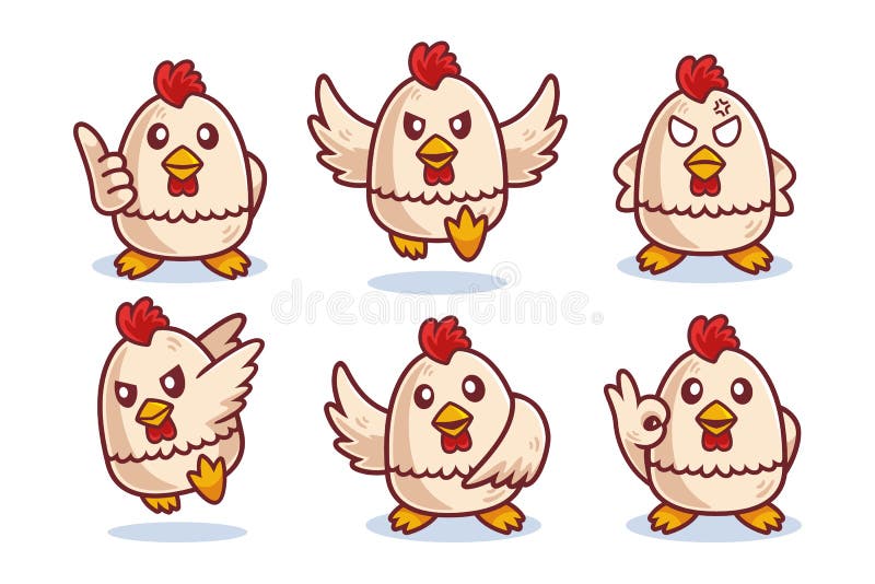 Collection of Chicken Cartoon Character Stock Vector - Illustration of ...